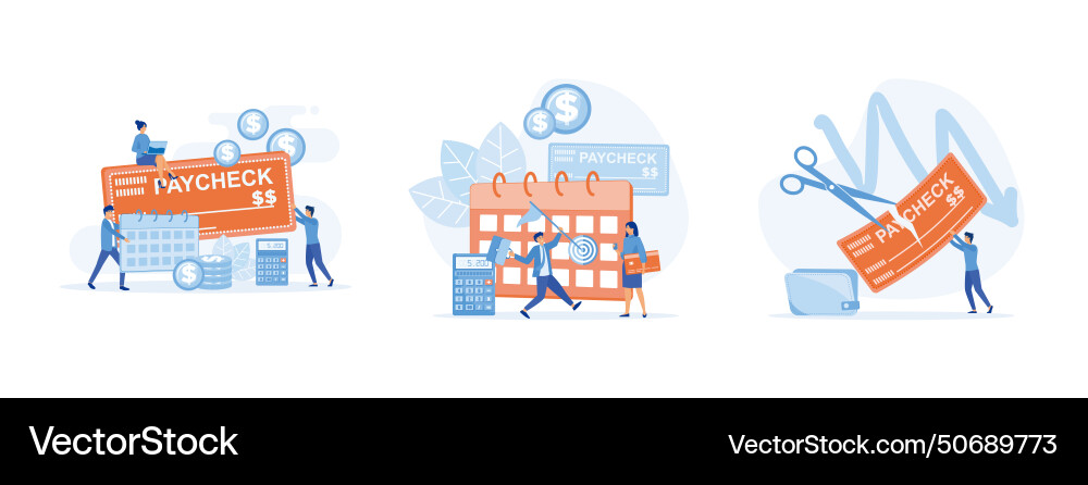 Employees and calendar with payday Royalty Free Vector Image