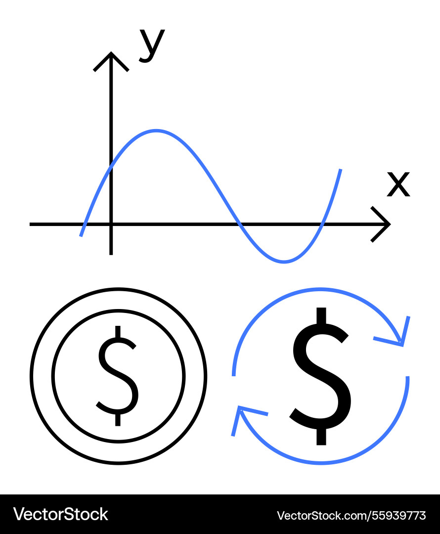 Financial growth graph with currency symbols Vector Image
