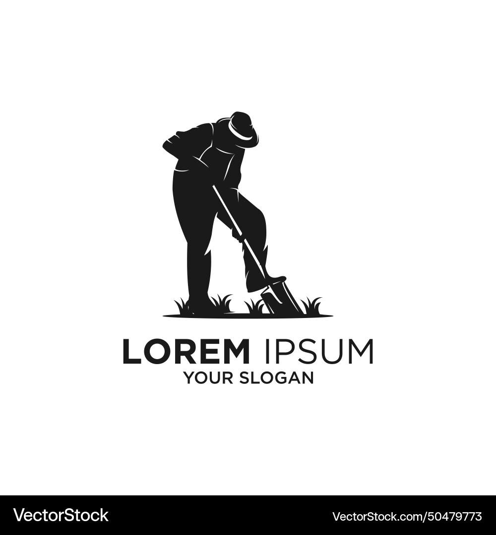Landscape worker silhouette logo Royalty Free Vector Image