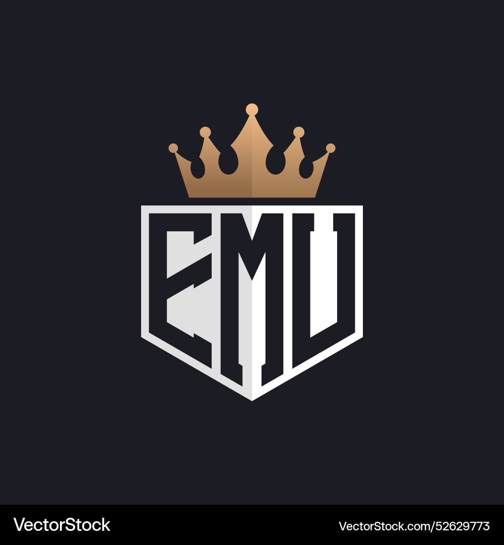 Luxury emu logo with crown elegant initials emu Vector Image