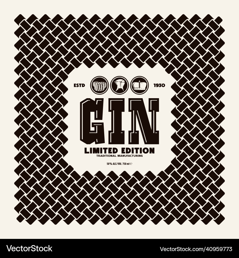 Template decorative label for gin Royalty Free Vector Image