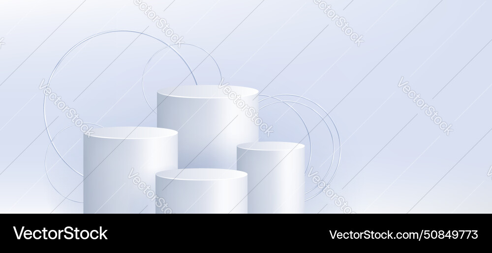 White 3d cylinders and silver circles Royalty Free Vector