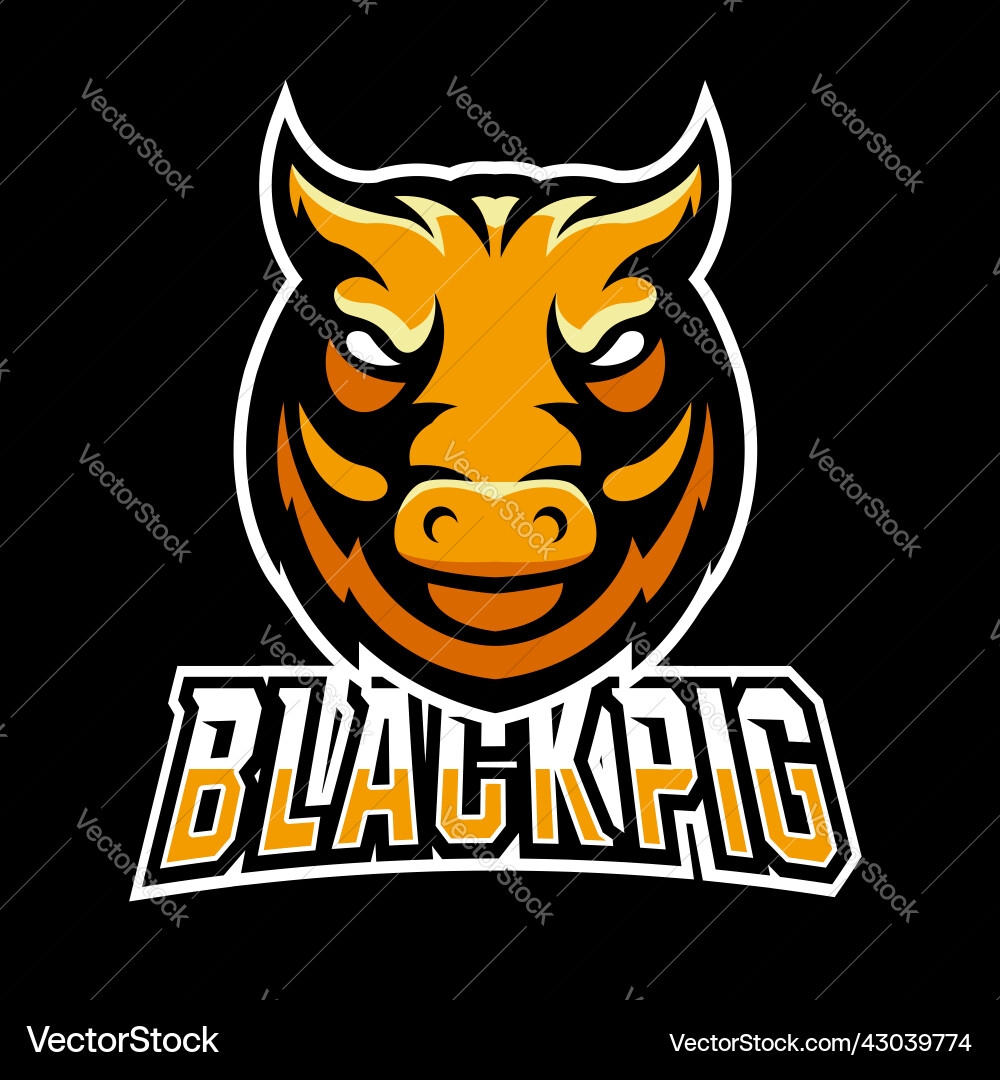 Aggressive Pig Mascot Logo Template Royalty Free Vector
