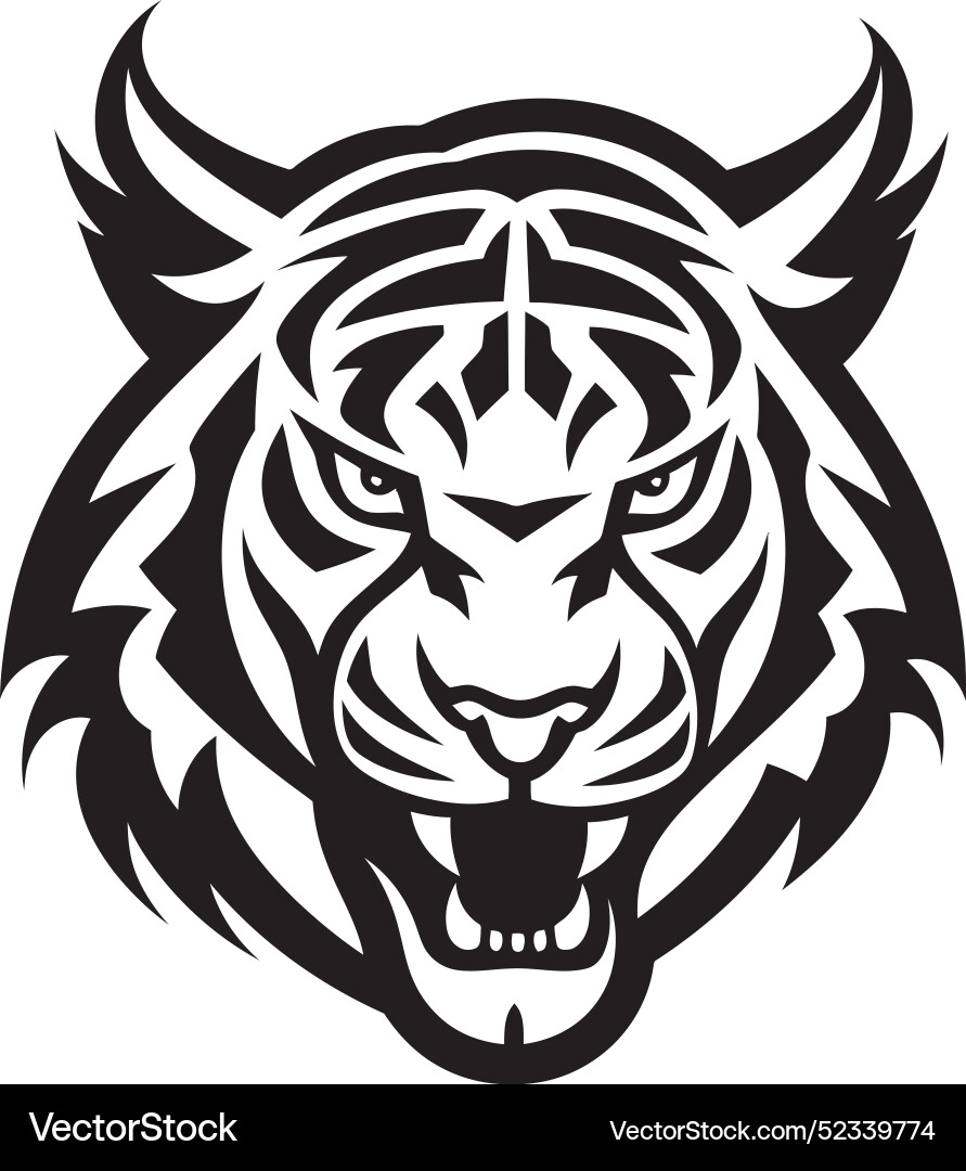 Detailed black tiger artwork Royalty Free Vector Image