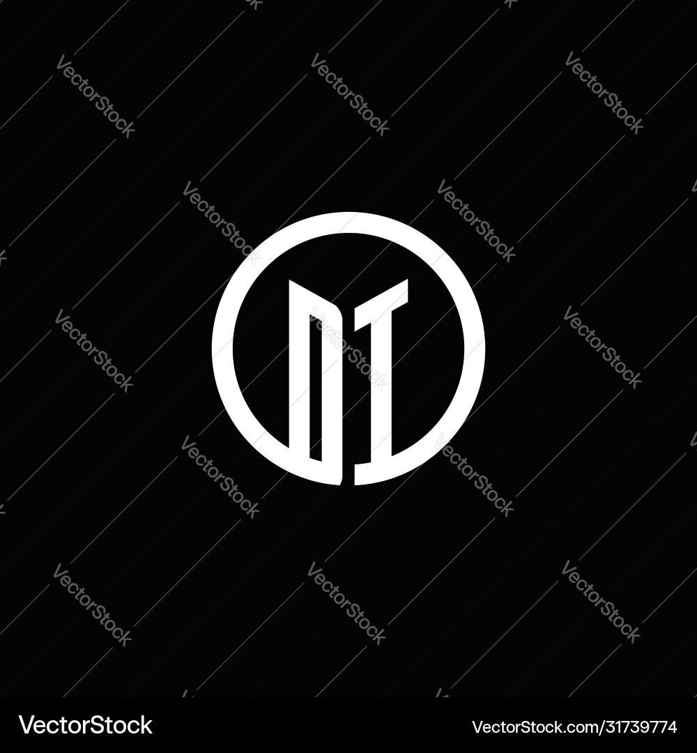 Di monogram logo isolated with a rotating circle Vector Image
