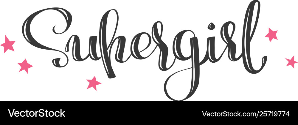 Hand drawn lettering - supergirl Royalty Free Vector Image