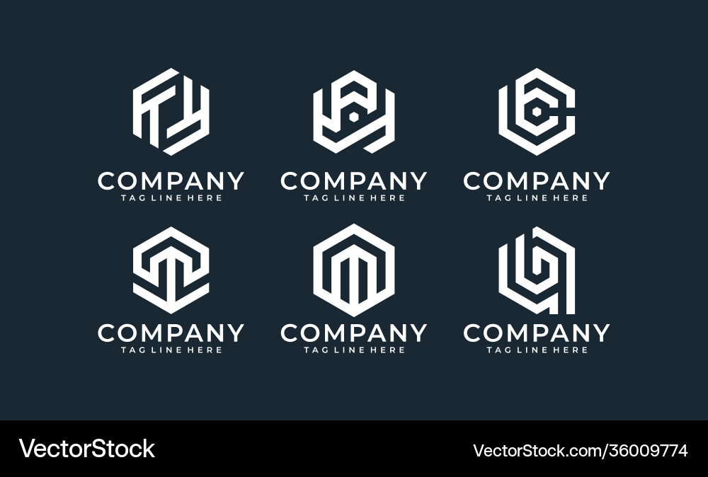 Hexagon logo design collection Royalty Free Vector Image