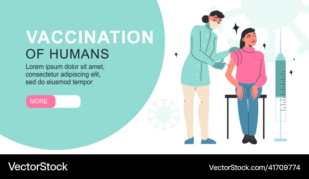 Human vaccination horizontal banner Royalty Free Vector