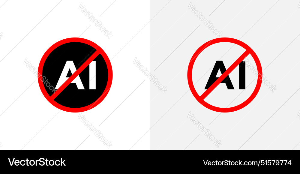 No ai sign icon set Royalty Free Vector Image - VectorStock