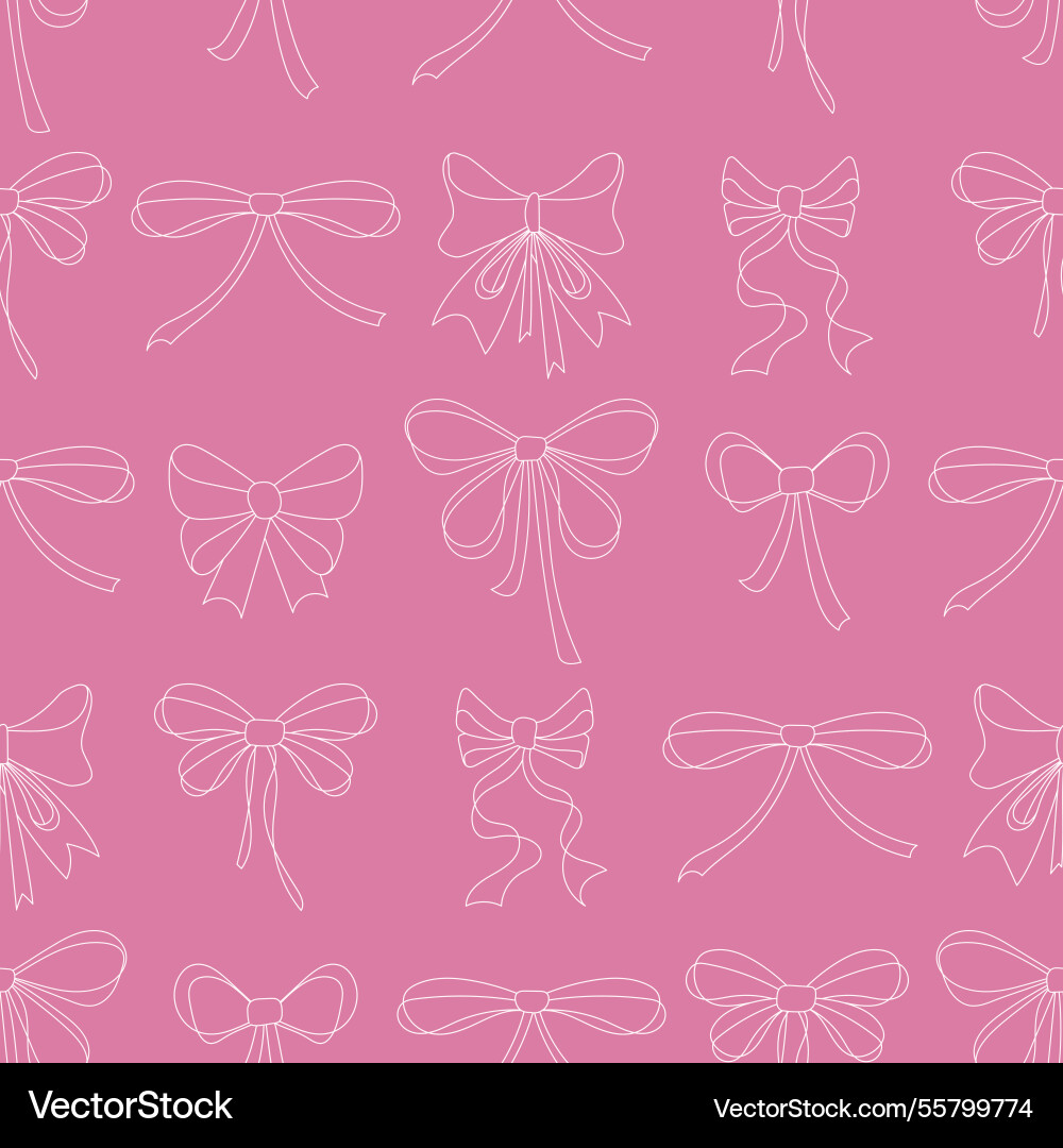 Seamless pattern with ribbon bows ballet coquette Vector Image
