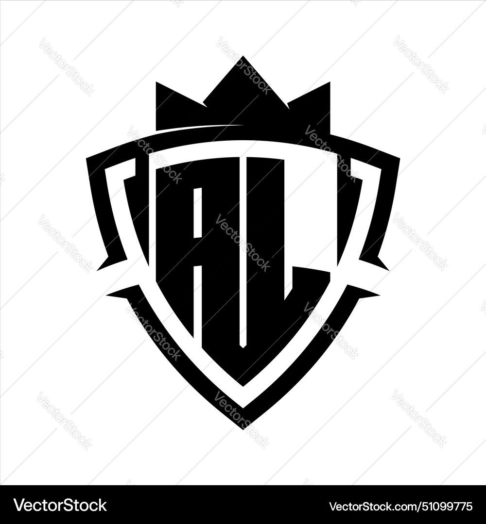Al letter bold monogram triangle curve shield Vector Image