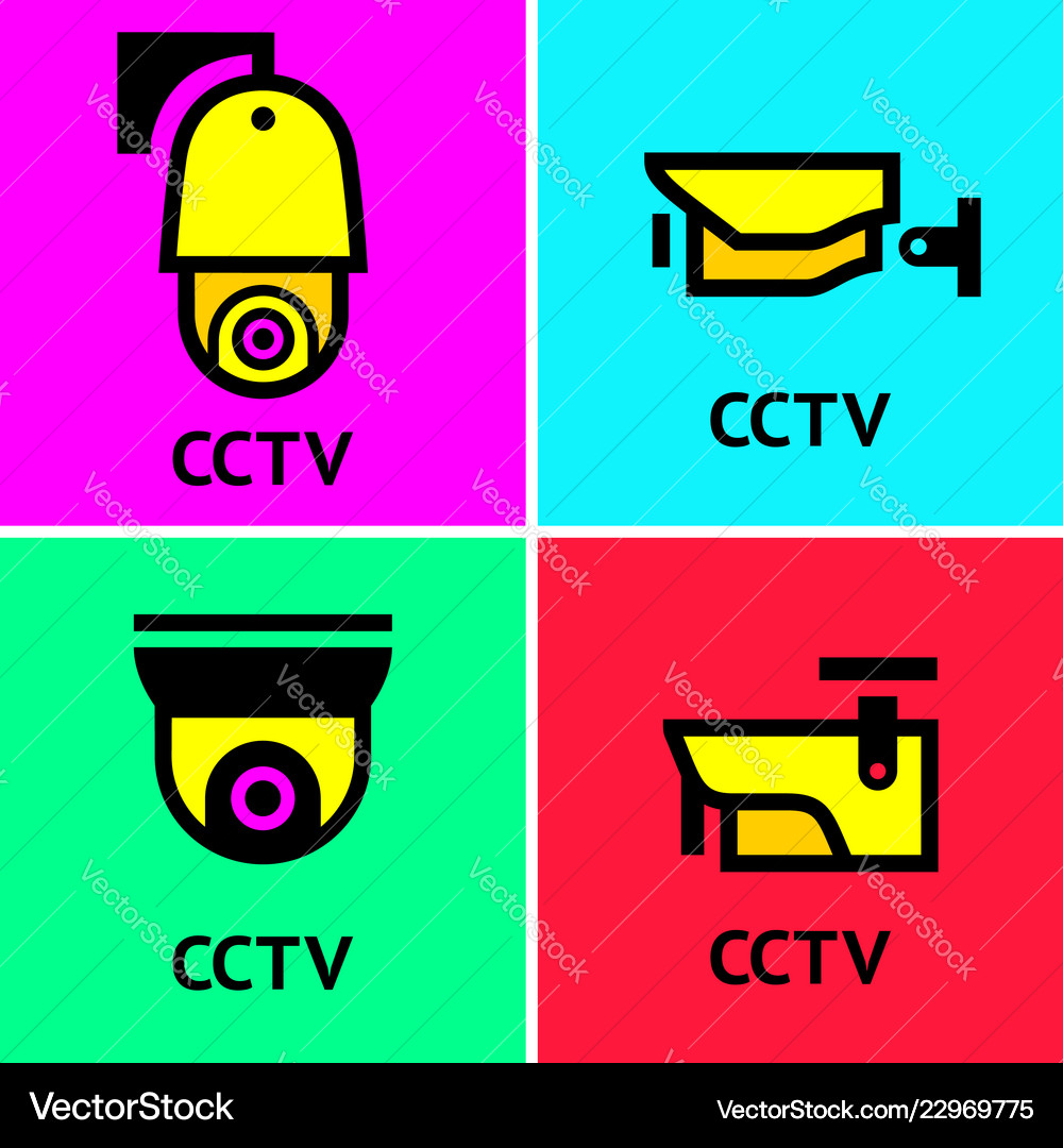 Cctv hr video surveillance web cameras set Vector Image