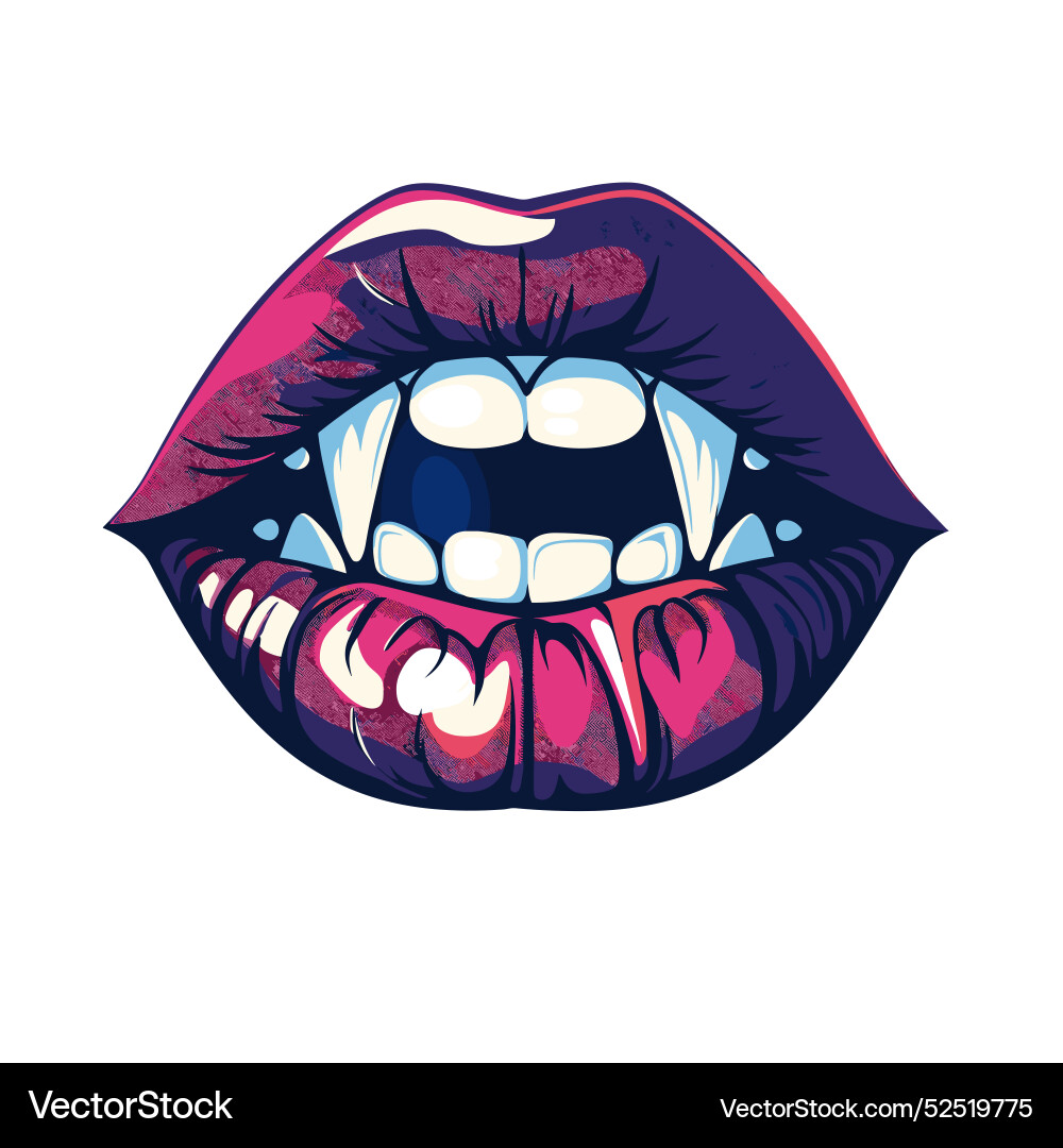 Colorful depicting open mouth sharp Royalty Free Vector