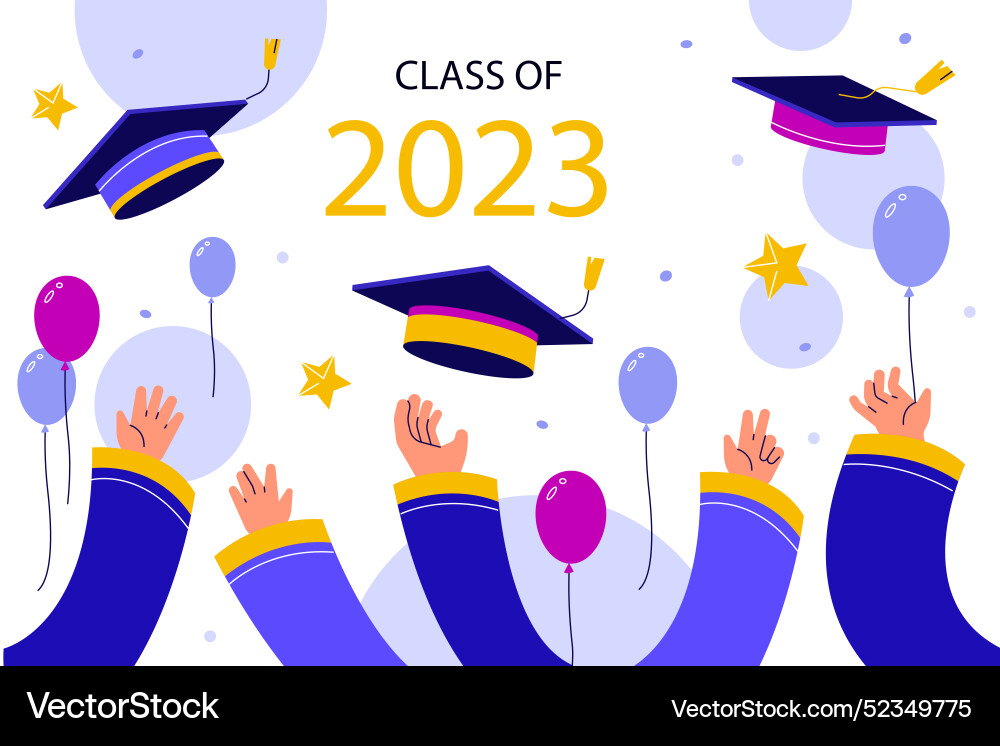 Flat class of 2023 background Royalty Free Vector Image