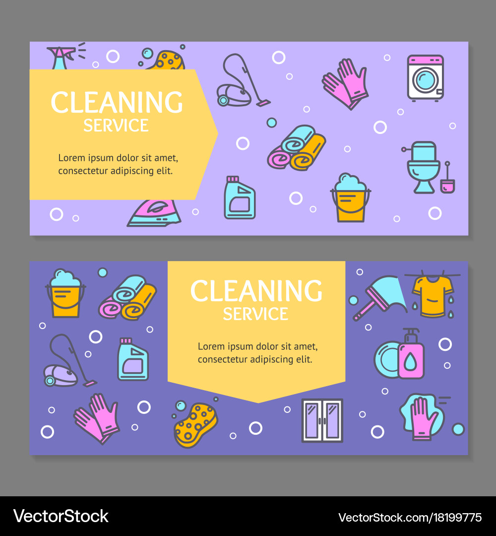 Household and cleaning tools flyer banner posters Vector Image