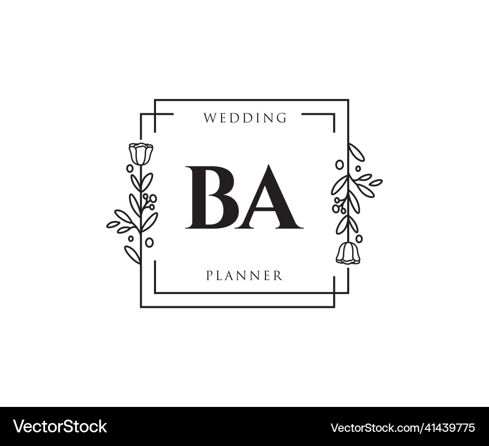 Initial ba feminine logo usable for nature salon Vector Image