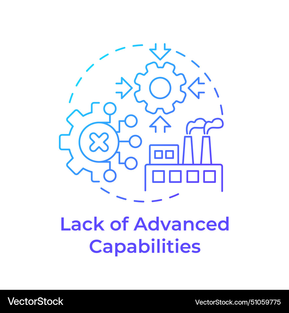 Lack of advanced capabilities blue gradient Vector Image