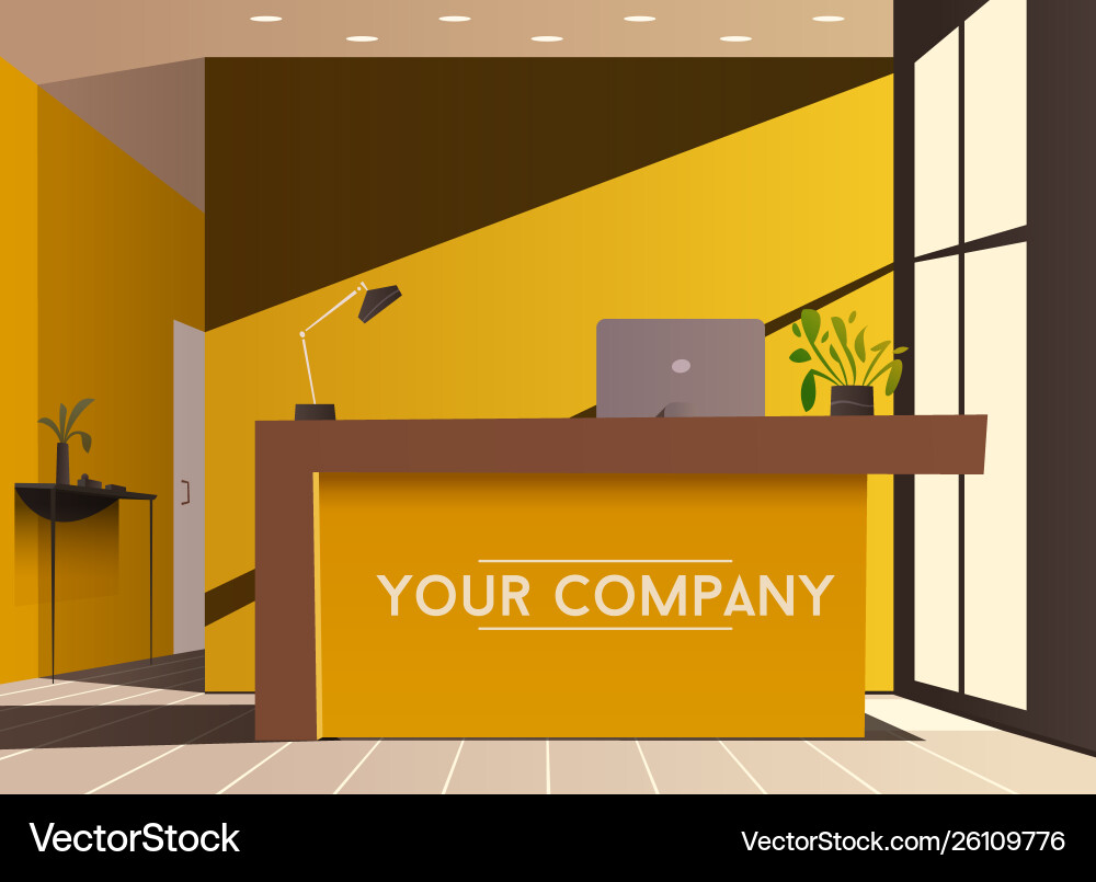 Cartoon Reception Desk Royalty Free Vector Image