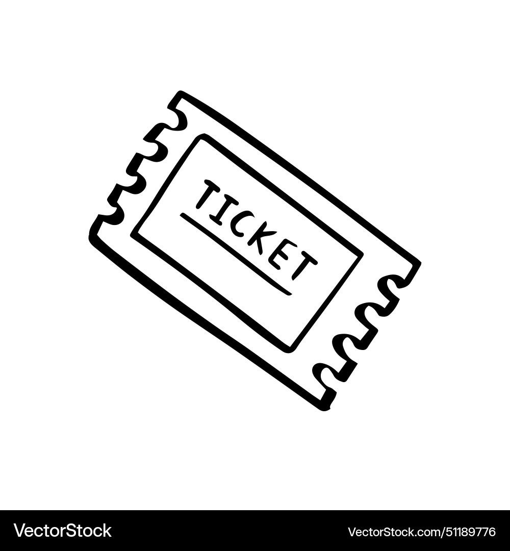 Doodle single hand drawn ticket isolated drawing Vector Image