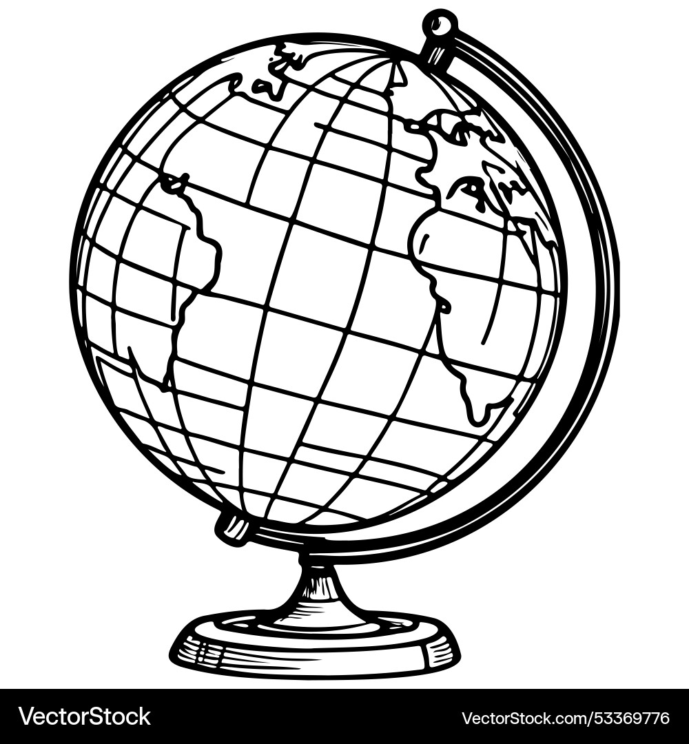 Drawing globe drawing realistic hand drawing line Vector Image