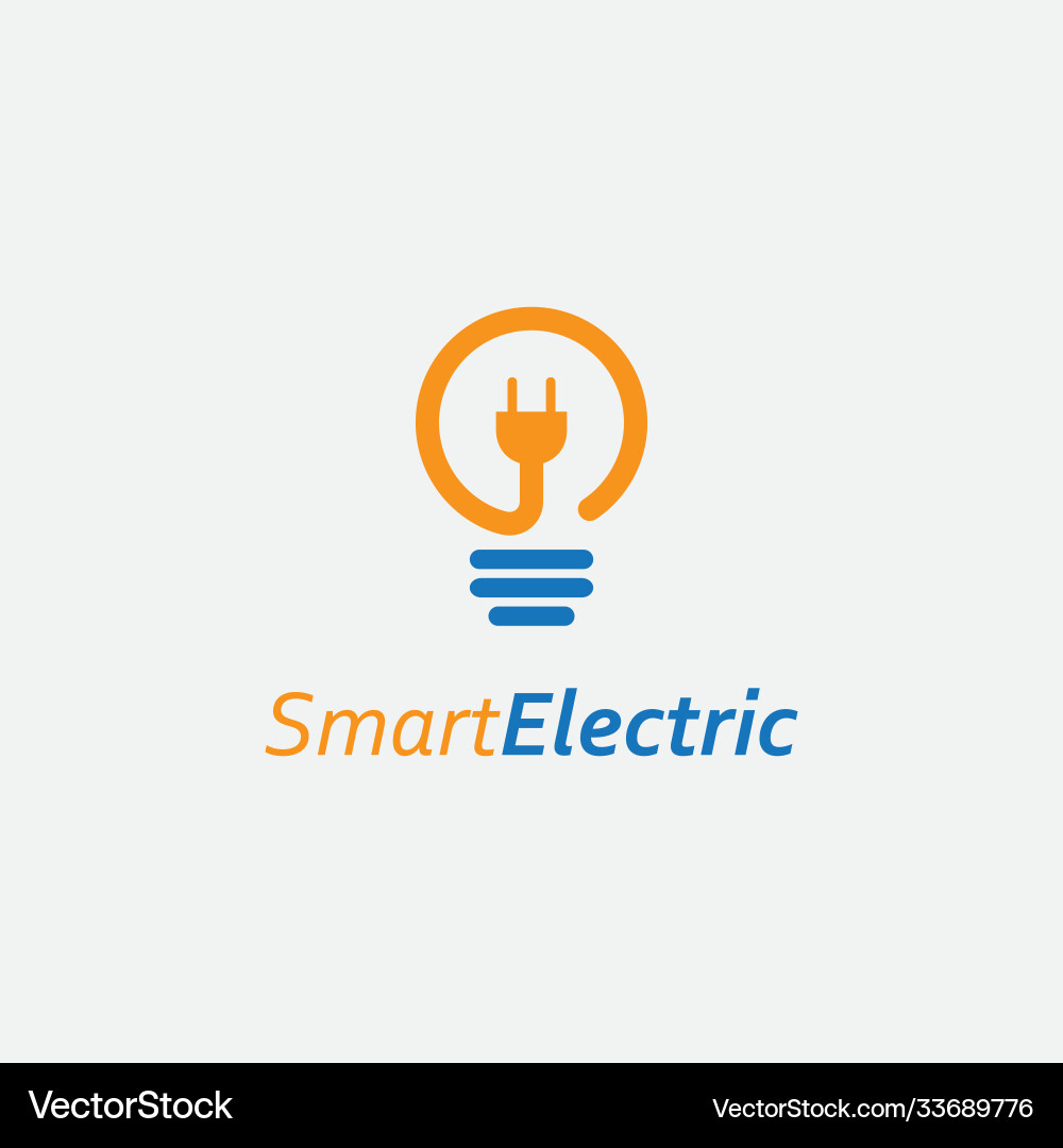 Electric plug with bulb logo design template Vector Image