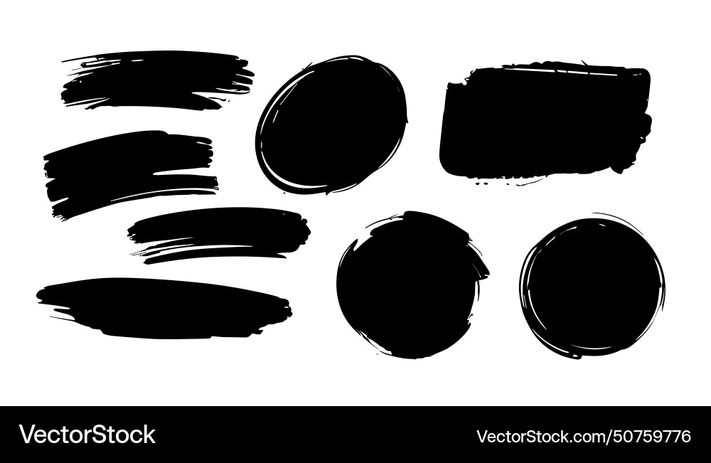 Paint black brush grunge rectangle texture sketch Vector Image