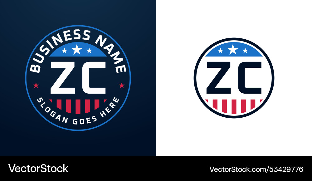 Patriotic zc logo design letter zc logo with Vector Image