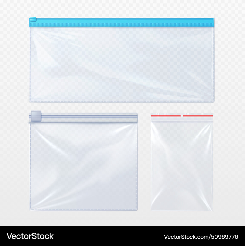 Plastic bag with zip locker mockup Royalty Free Vector Image