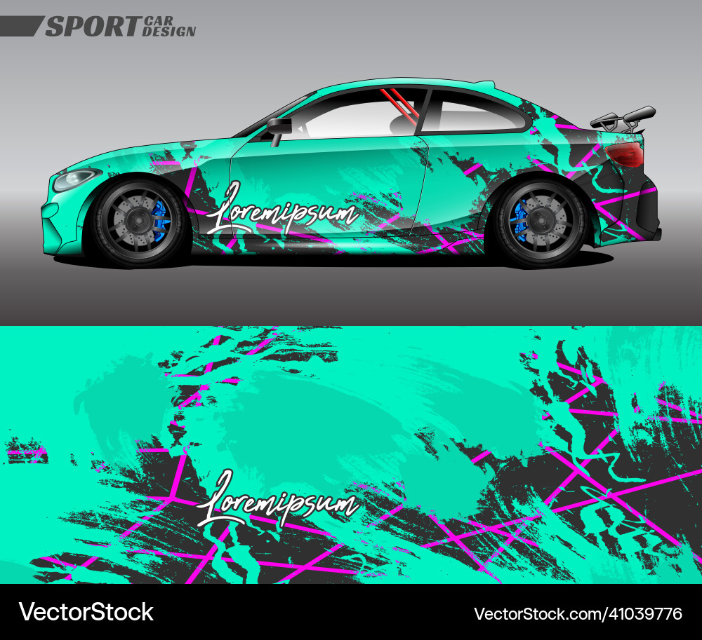 Racing car wrap design with special texture style Vector Image