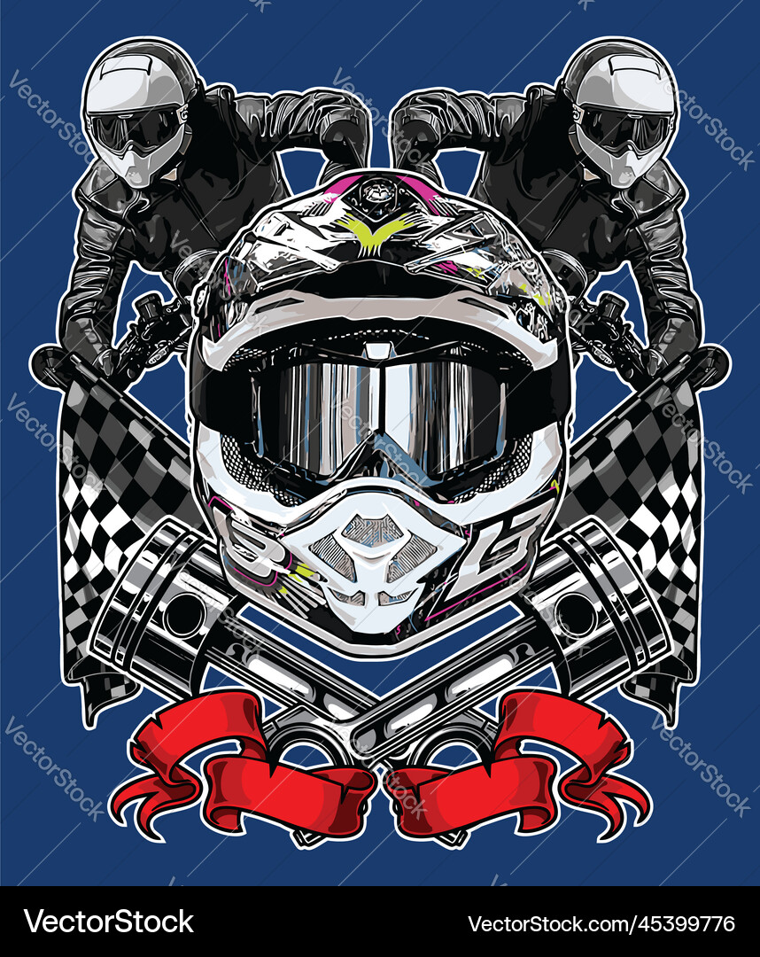 Supermoto helmet rider background template Vector Image