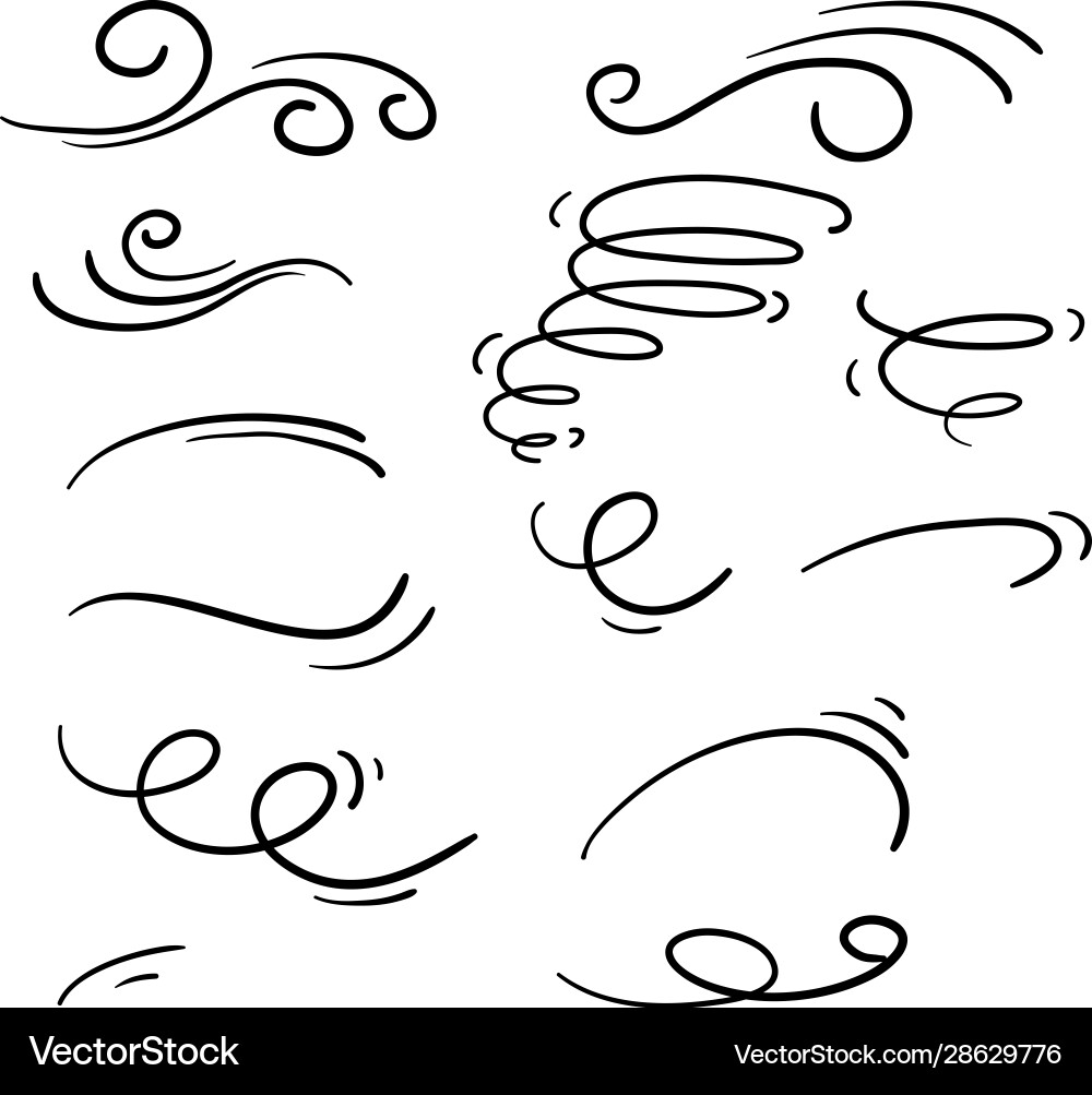 Wind icons nature wave flowing with hand drawn Vector Image