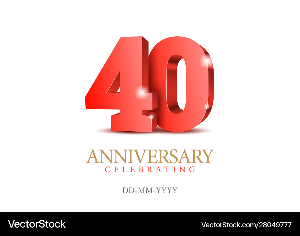 Anniversary 40 red 3d numbers Royalty Free Vector Image