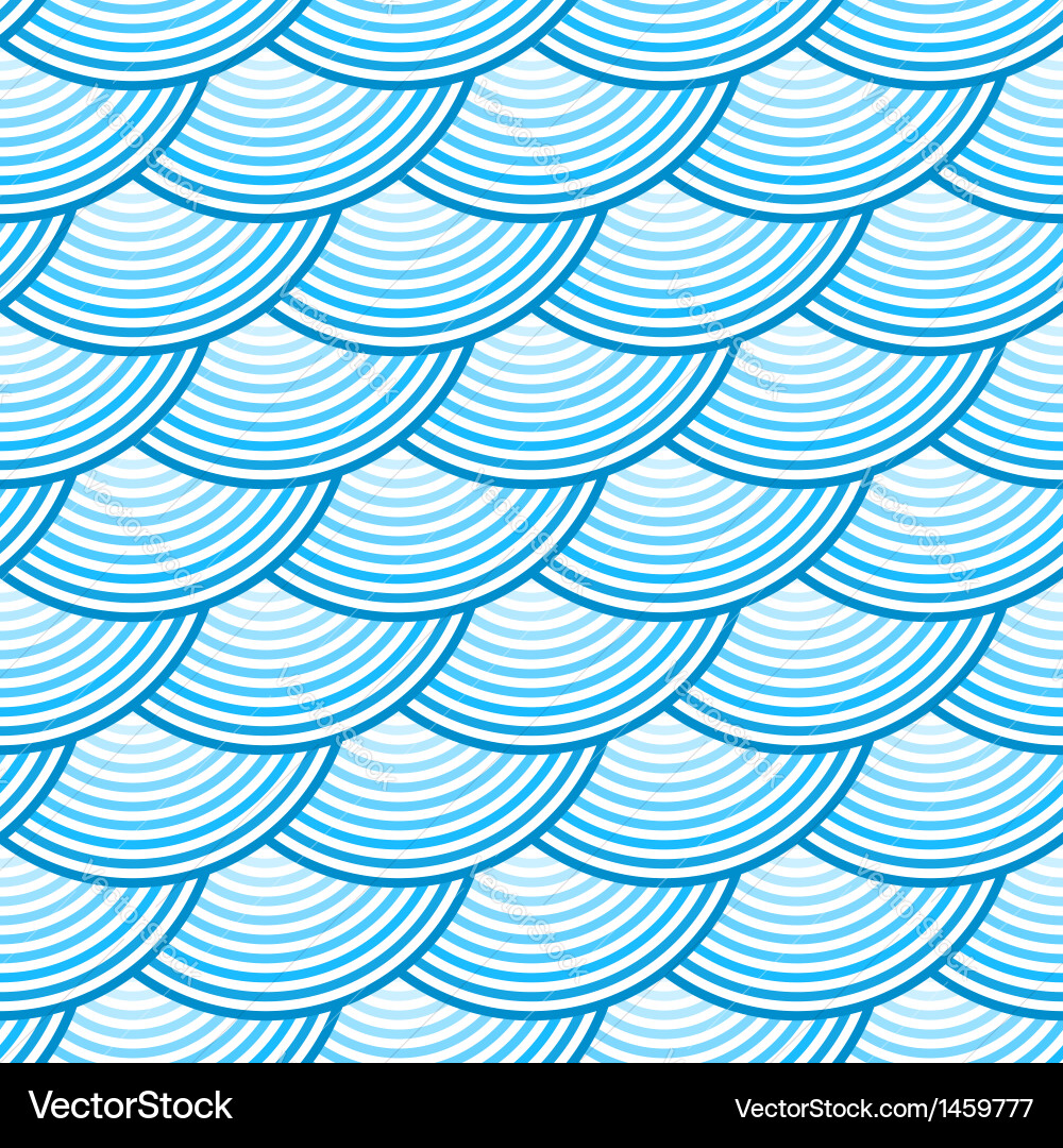 Blue retro fish scales seamless pattern Royalty Free Vector
