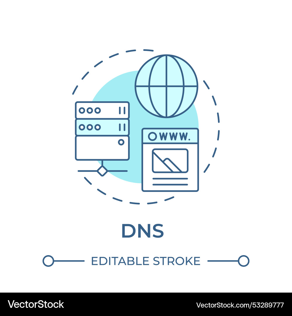 Dns soft blue concept icon Royalty Free Vector Image