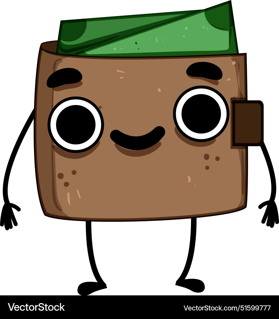 Empty purse character cartoon Royalty Free Vector Image