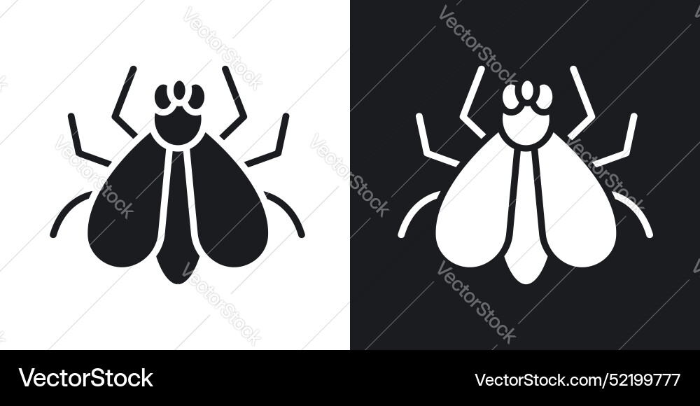 Fly insect icon set in solid style Royalty Free Vector Image