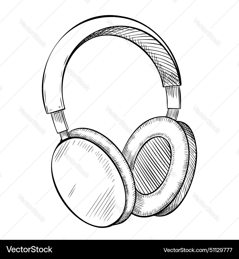 Headphones drawing Royalty Free Vector Image - VectorStock