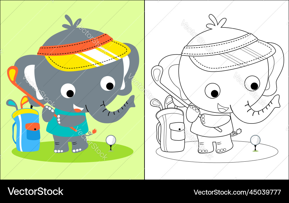 Little elephant cartoon playing golf Royalty Free Vector