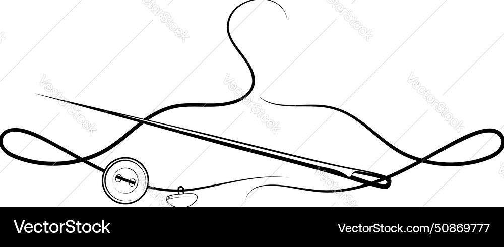 Needle with thread and buttons Royalty Free Vector Image