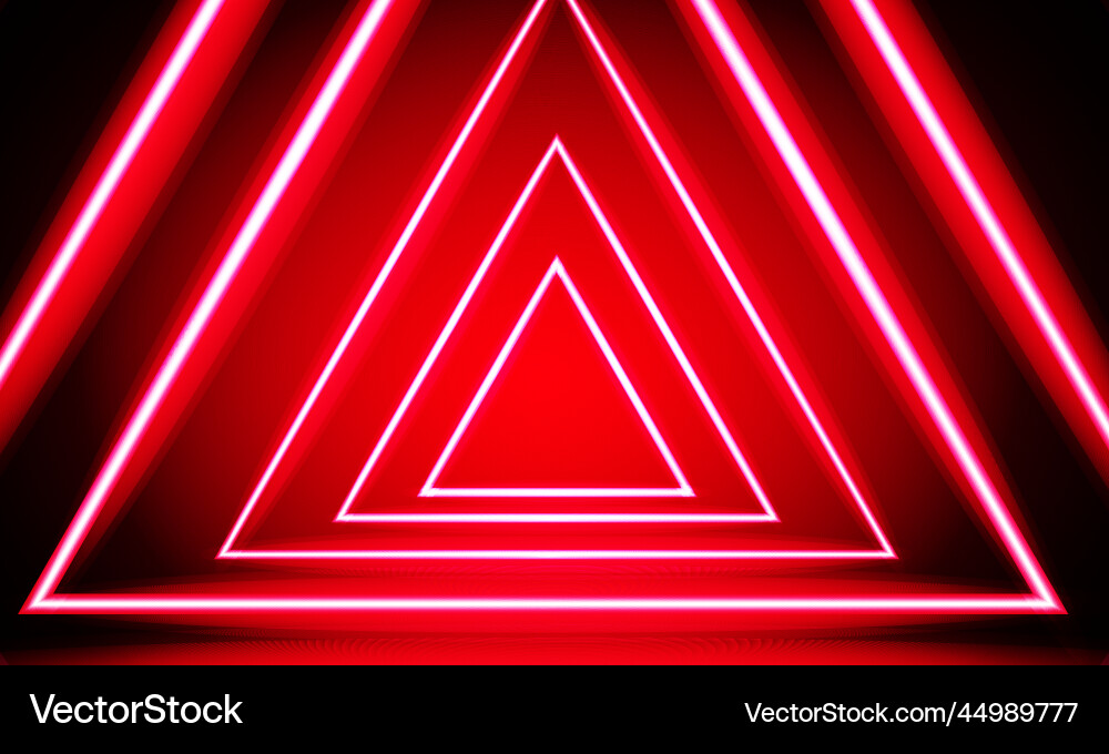 Red triangle abstract neon effect Royalty Free Vector Image