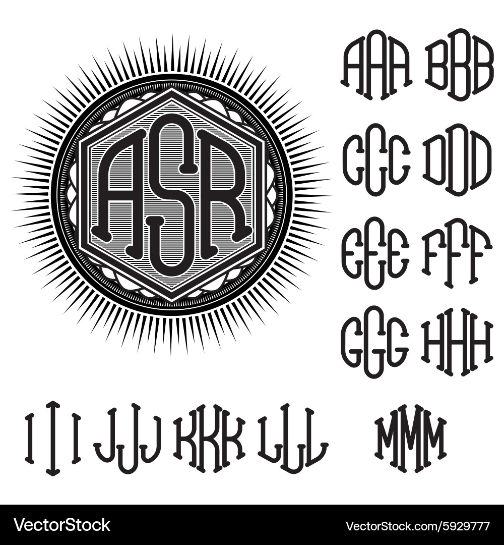 Retro Monogram Letter Set - Stylish & Elegant Vector Image