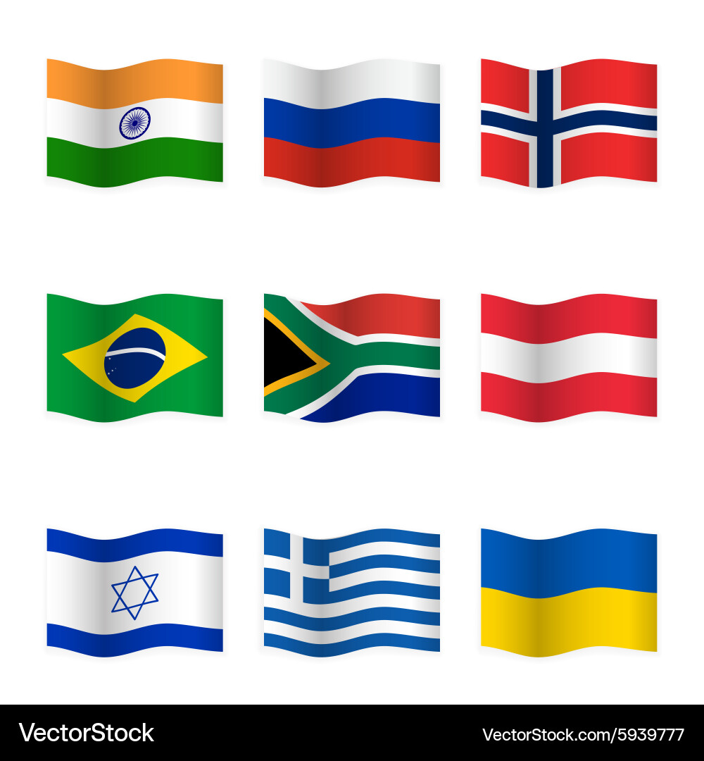 Waving flags of different countries Royalty Free Vector