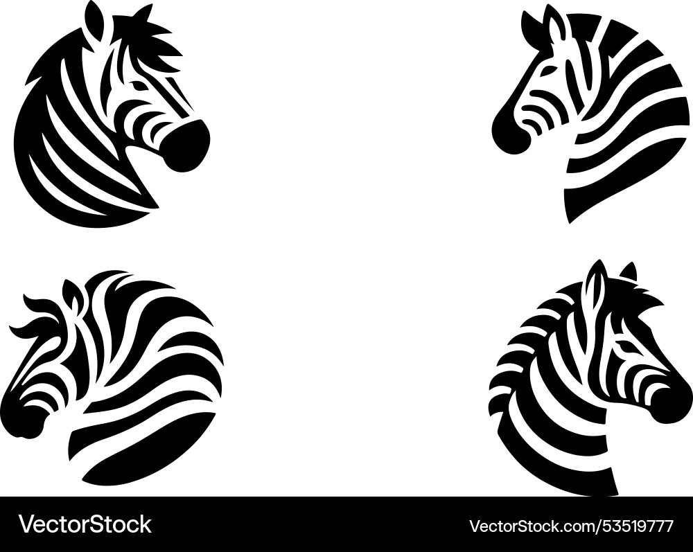 Zebra head logo icon art Royalty Free Vector Image