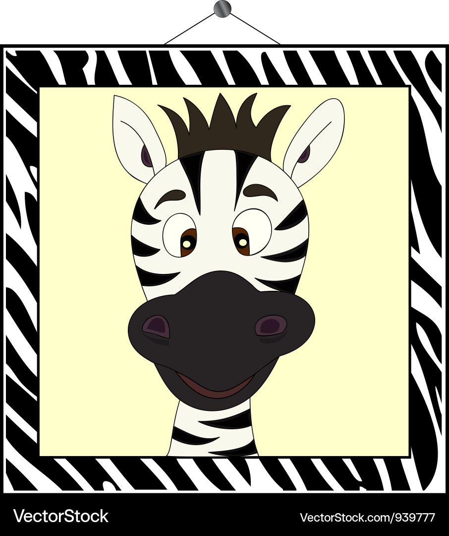 Zebra portrait in frame Royalty Free Vector Image
