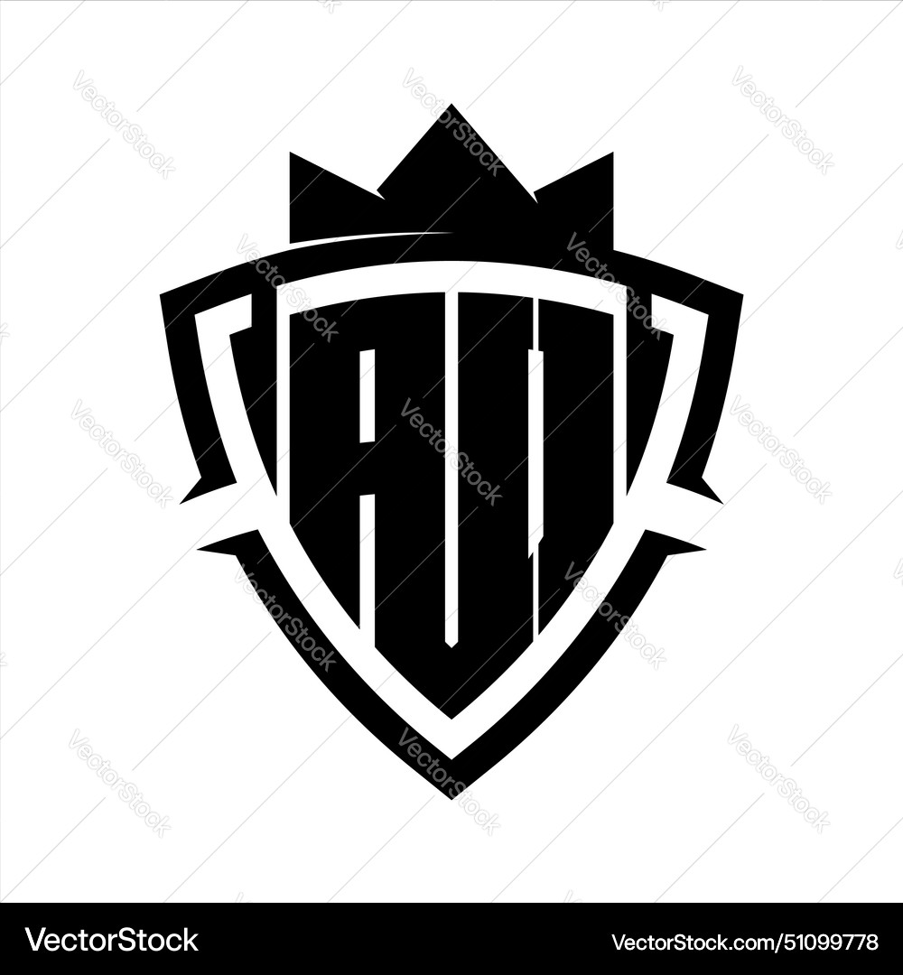 Ao letter bold monogram triangle curve shield Vector Image