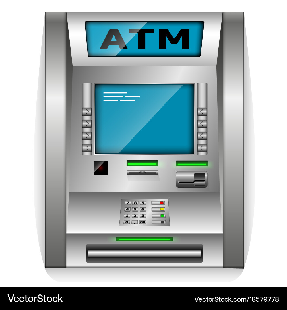 Atm - automated teller machine metal construction Vector Image