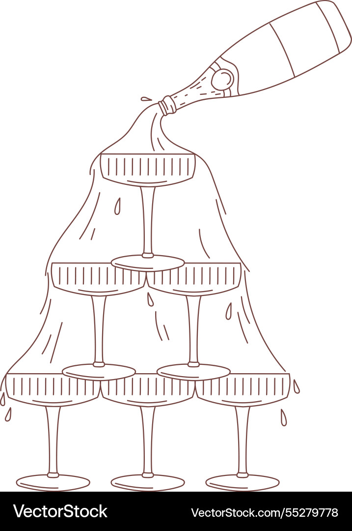 Champagne tower outline Royalty Free Vector Image