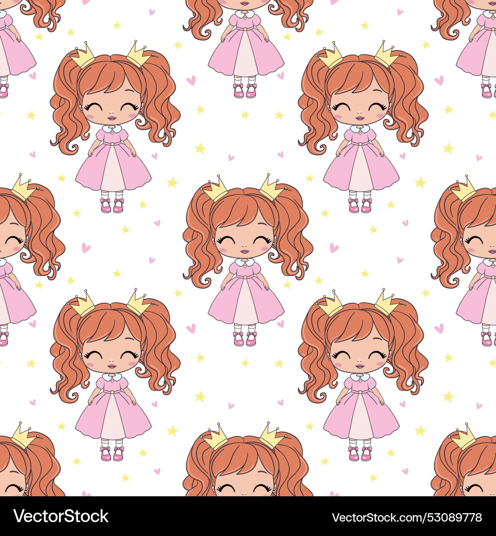 Childish seamless pattern with princess creative Vector Image