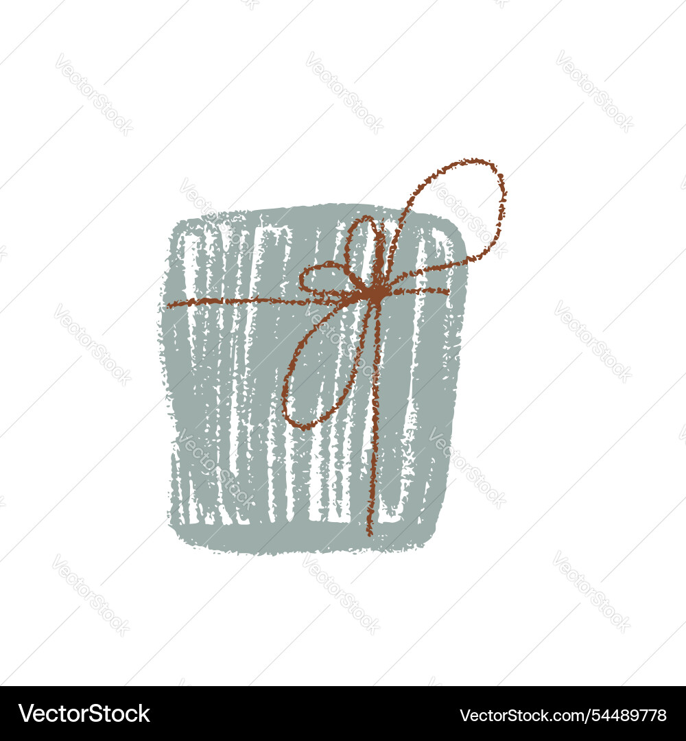 Crayon gift box scribble style festive present Vector Image