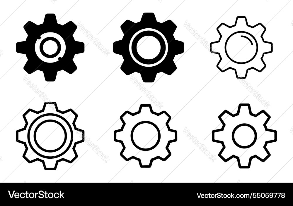 Gear setting icon set cog wheel Royalty Free Vector Image